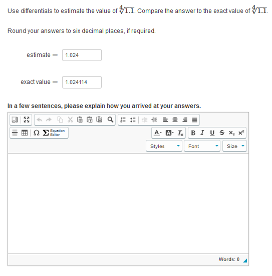 Solved Use differentials to estimate the value of 1.1. | Chegg.com