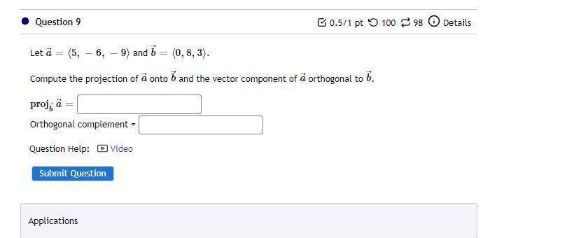 Solved Let a= 5,−6,−9 and b= 0,8,3 . Compute the projection | Chegg.com