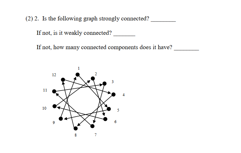 Solved (2) 2. Is the following graph strongly connected? If | Chegg.com
