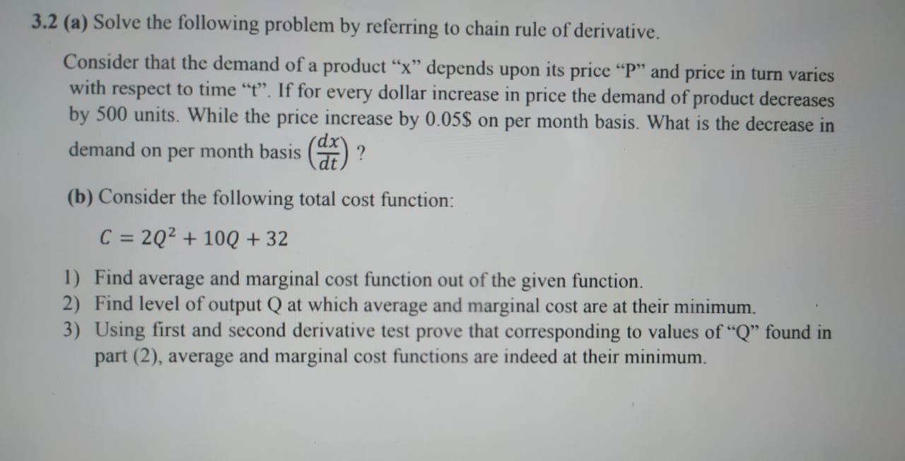 Solved 3.2 (a) Solve the following problem by referring to | Chegg.com