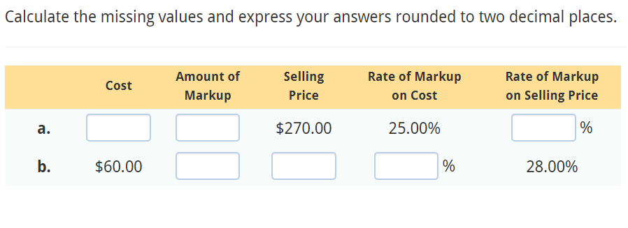Solved Calculate the missing values and express your answers | Chegg.com