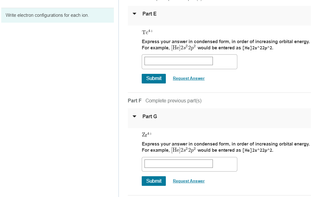 Solved Write Electron Configurations For Each Ion Ti4