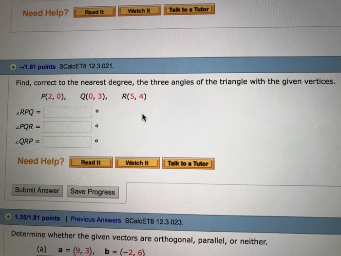Solved Find, correct to the nearest degree, the three angles | Chegg.com