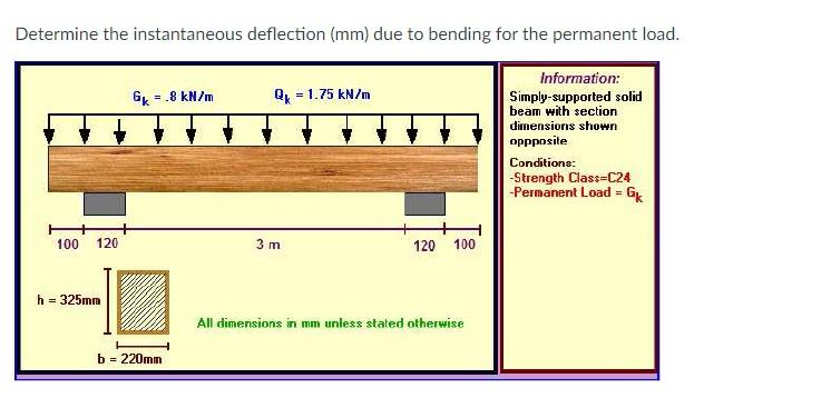 Solved Determine the instantaneous deflection (mm) due to | Chegg.com