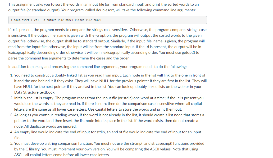 Solved This assignment asks you to sort the words in an | Chegg.com