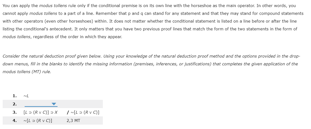 Solved 2. Rules of Implication - Modus Tollens (MT) Natural | Chegg.com