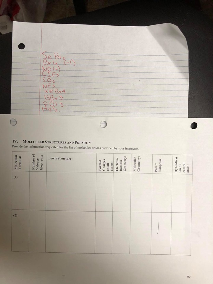 Solved Bria (-1) (+ ON ISO2 XeBr4 BBr3 ETOS IV. MOLECULAR | Chegg.com