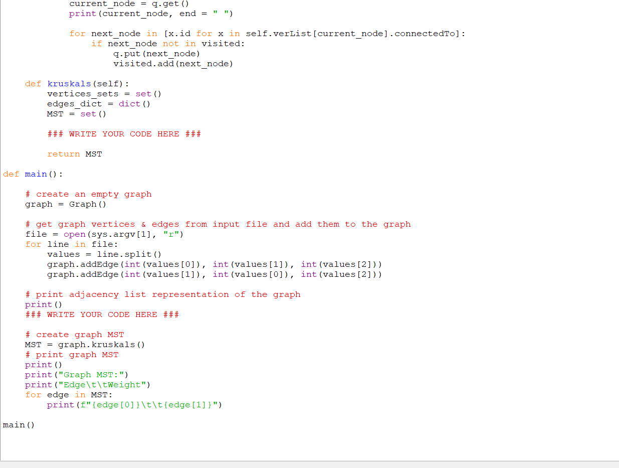 Solved import sys class Graph: def init (self): self.verList | Chegg.com