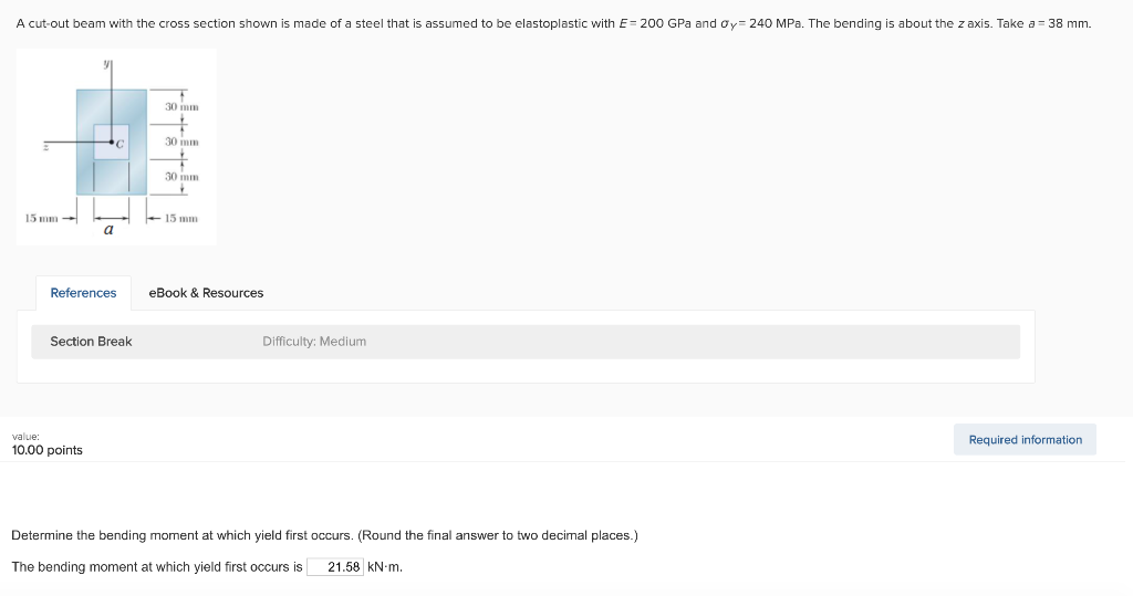 Solved A cut-out beam with the cross section shown is made | Chegg.com