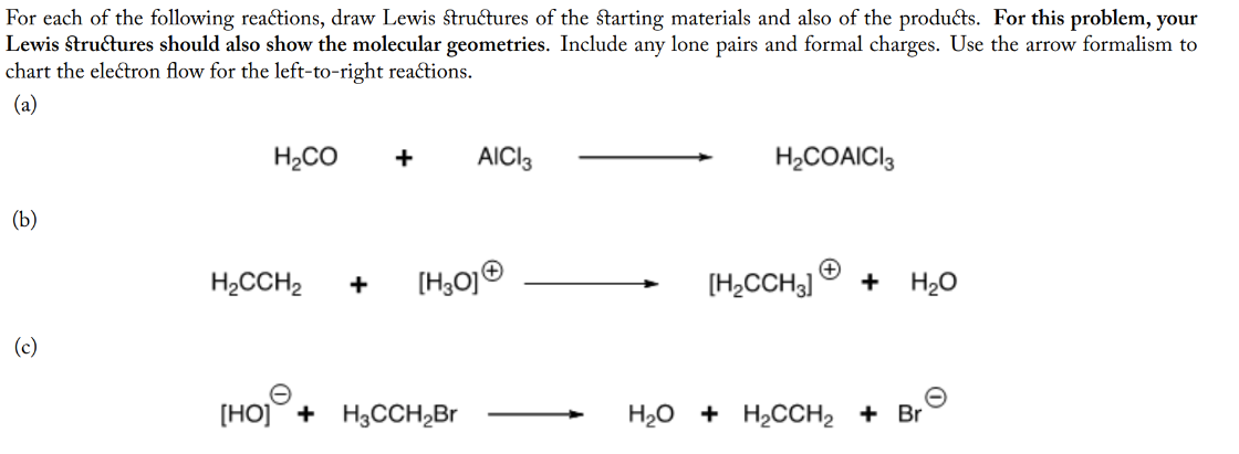 Solved For each of the following reactions, draw Lewis | Chegg.com