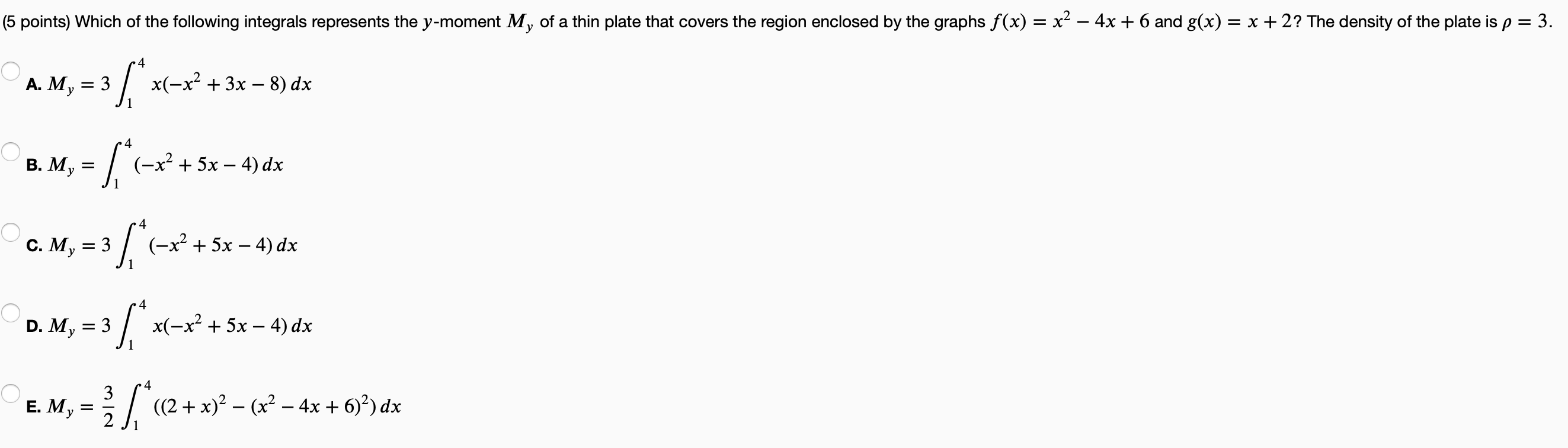 Solved (5 points) Which of the following integrals | Chegg.com