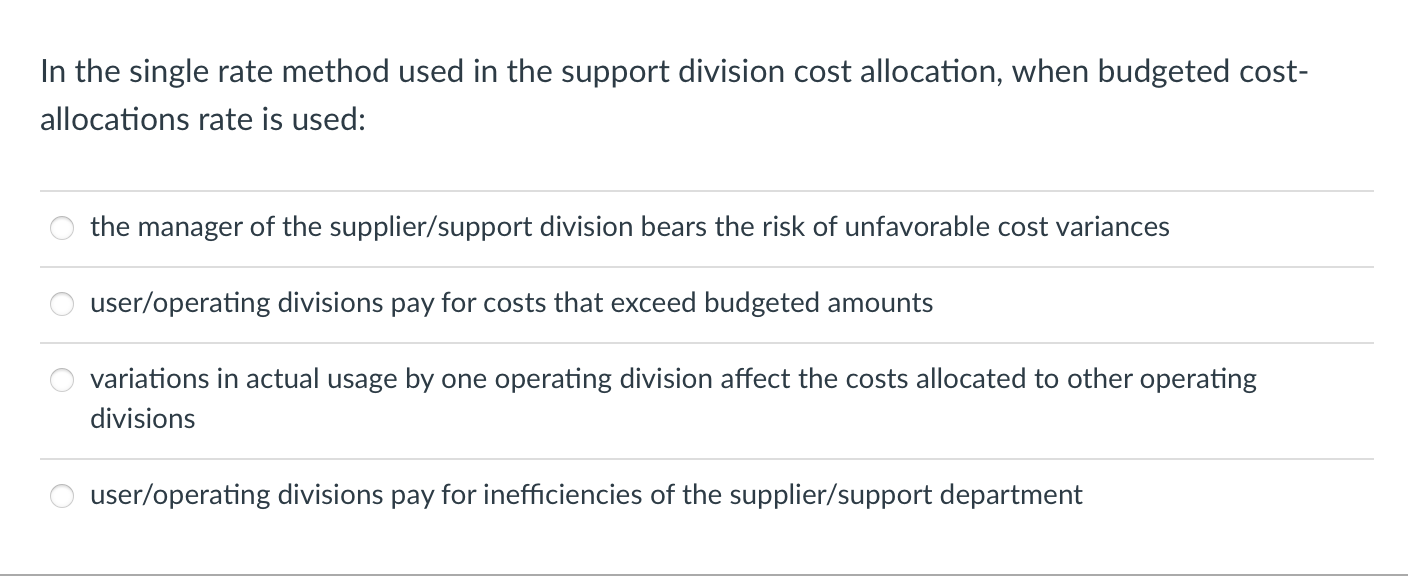 Solved In the single rate method used in the support | Chegg.com
