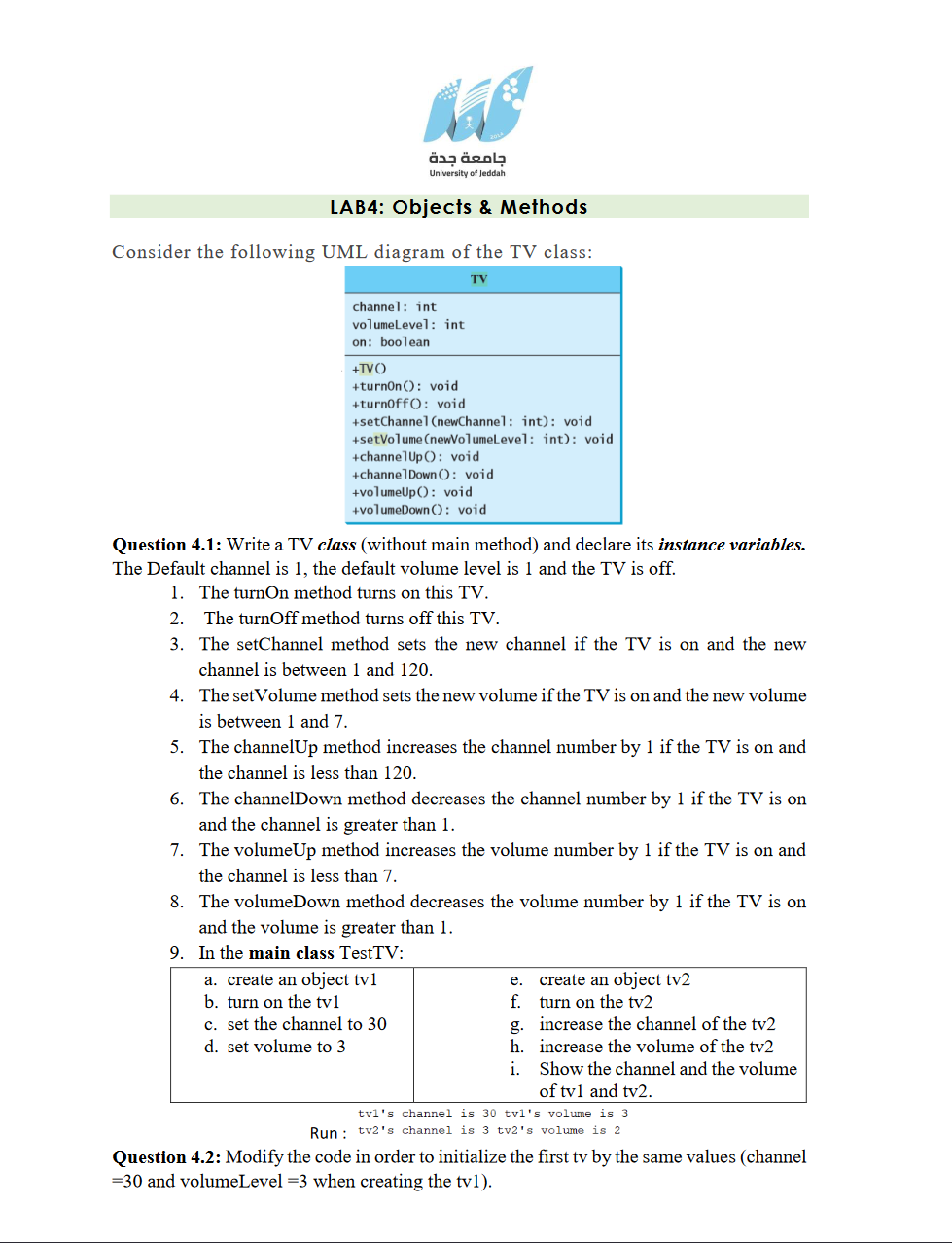 Solved LAB4: Objects \& Methods Consider the following UML | Chegg.com