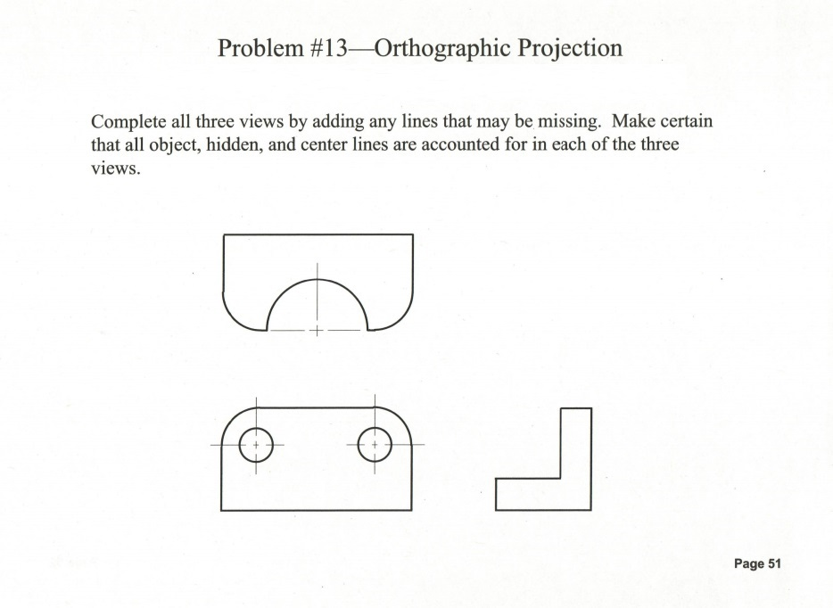 Solved Problem #13—Orthographic Projection Complete all | Chegg.com
