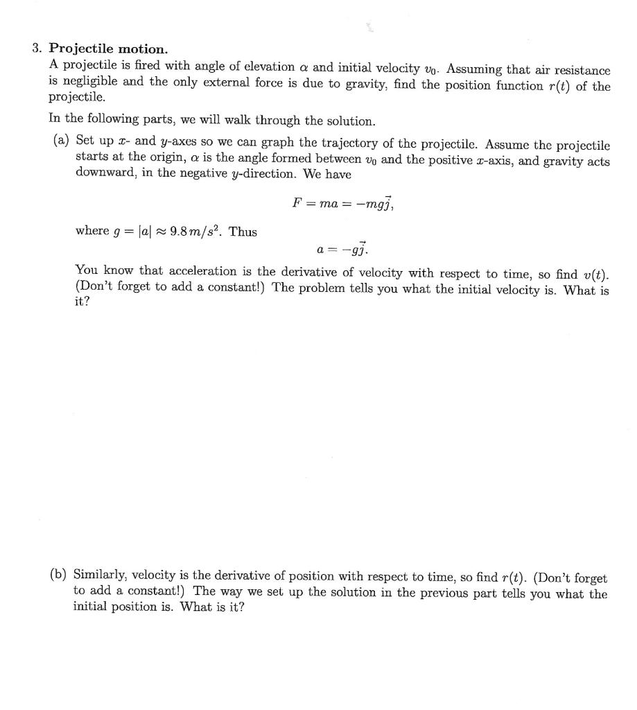 Solved 3. Projectile motion. A projectile is fired with | Chegg.com