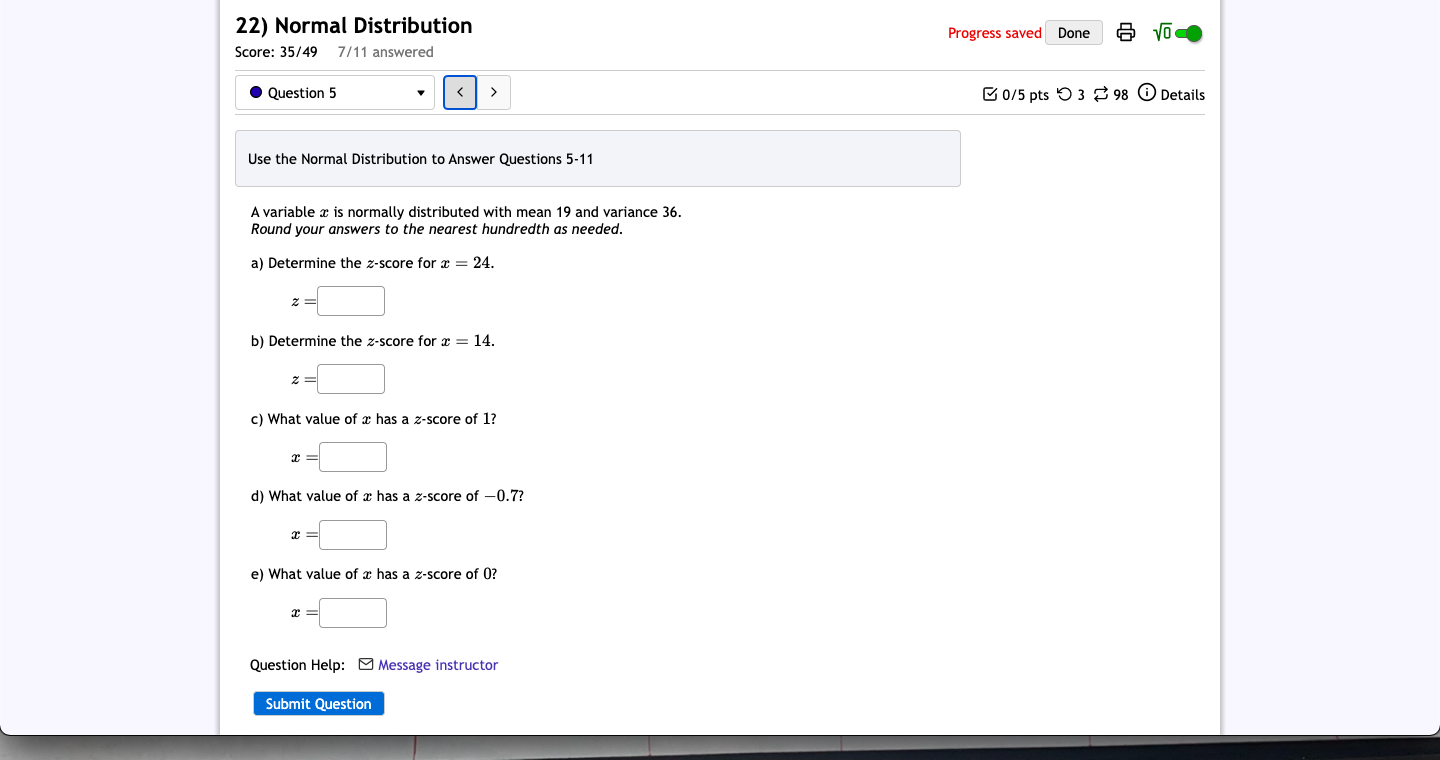 Solved Use the Normal Distribution to Answer Questions 5-11 | Chegg.com