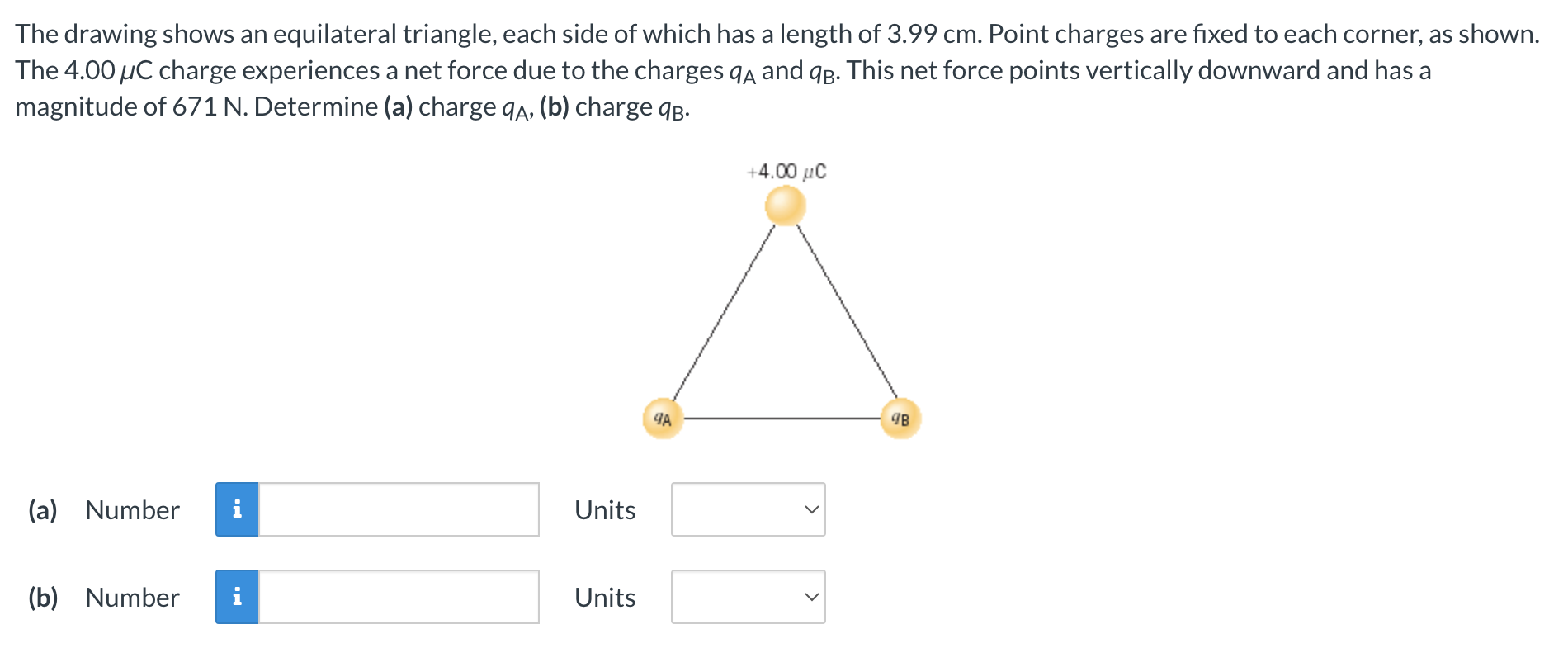 Solved The drawing shows an equilateral triangle, each side | Chegg.com