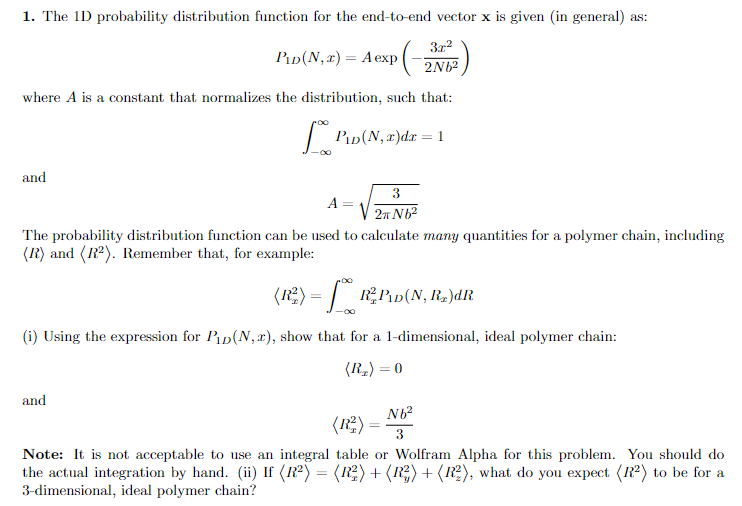 Solved 1. The 1D probability distribution function for the | Chegg.com