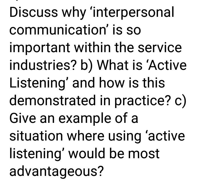 Solved Discuss why 'interpersonal communication' is so | Chegg.com