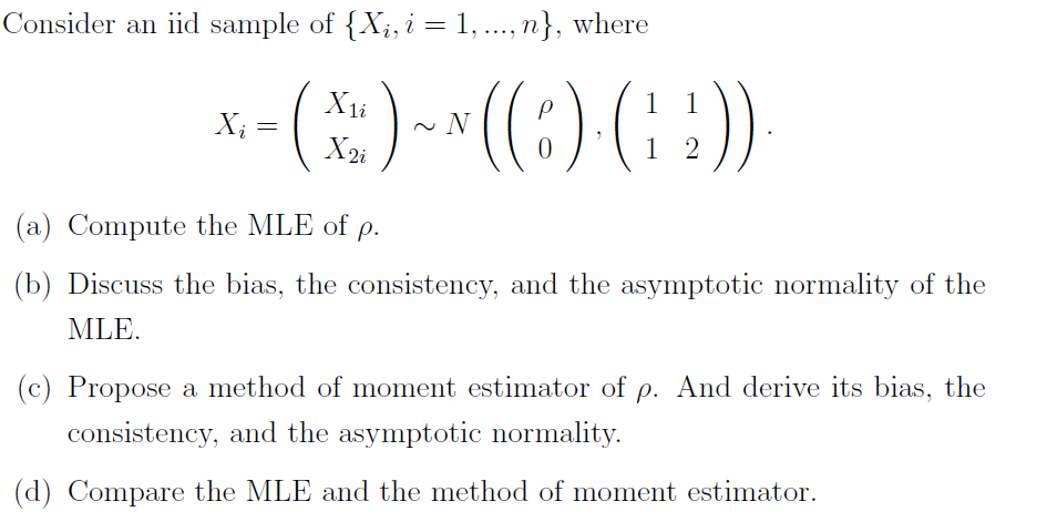 Solved Consider an iid sample of {Xi, i = 1, ..., n}, where | Chegg.com