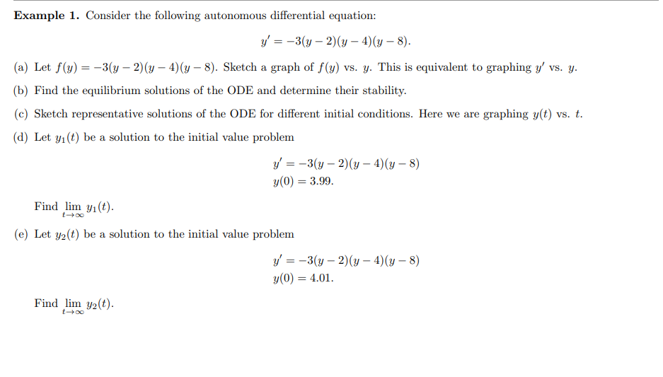 Solved Example 1. ﻿Consider the following autonomous | Chegg.com
