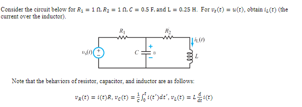 Solved Consider the circuit below for R1=1Ω,R2=1Ω,C=0.5F, | Chegg.com