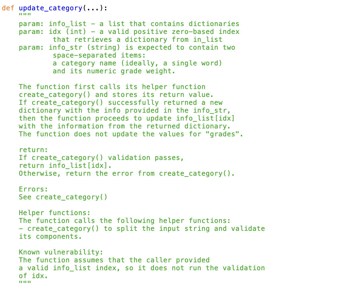 Solved def update_category(...): "iul param: info_list - a | Chegg.com