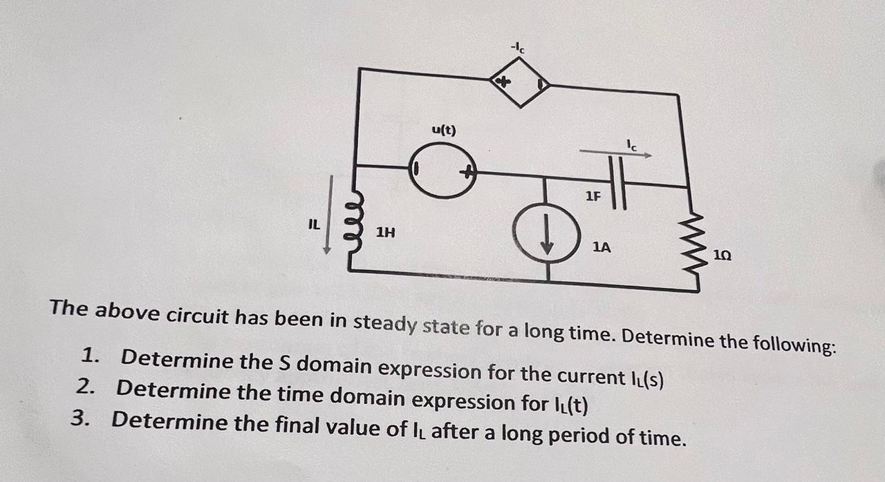 Solved The above circuit has been in steady state for a long | Chegg.com
