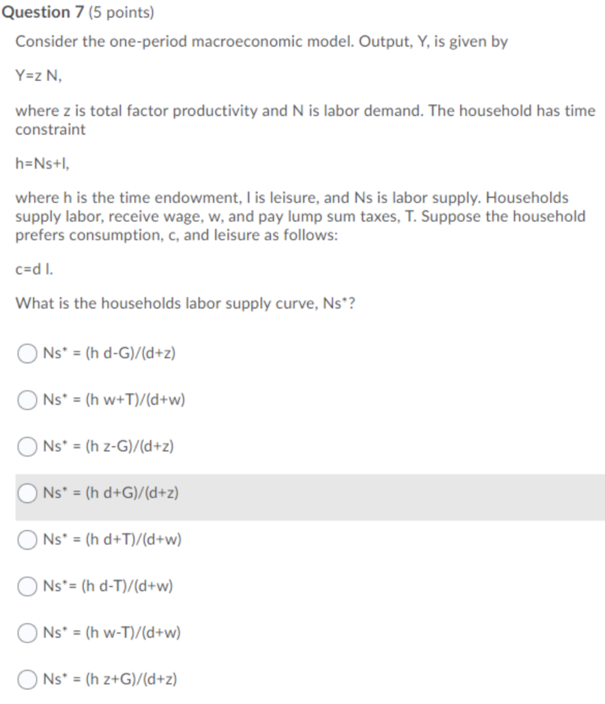 Solved Question 7 (5 points) Consider the one-period | Chegg.com