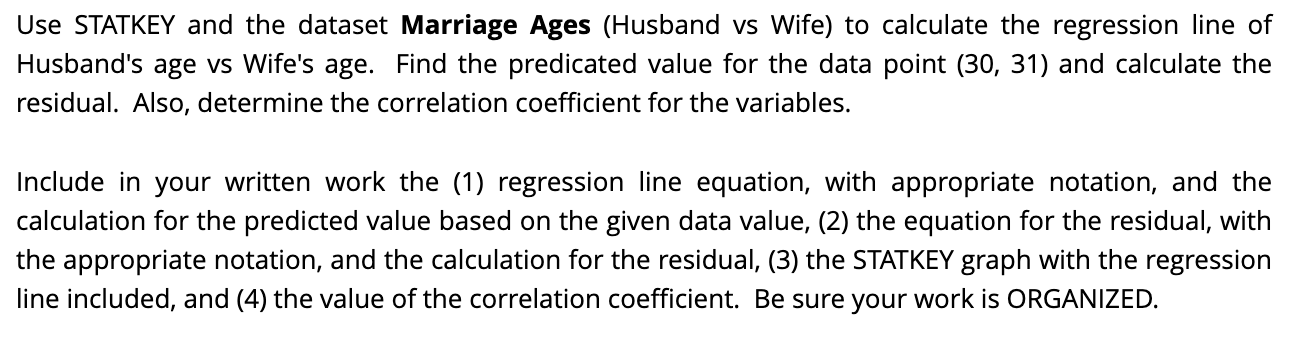 Solved Use STATKEY and the dataset Marriage Ages (Husband vs | Chegg.com