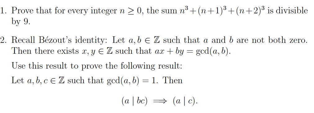Solved 1. Prove that for every integer n > 0, the sum nº | Chegg.com