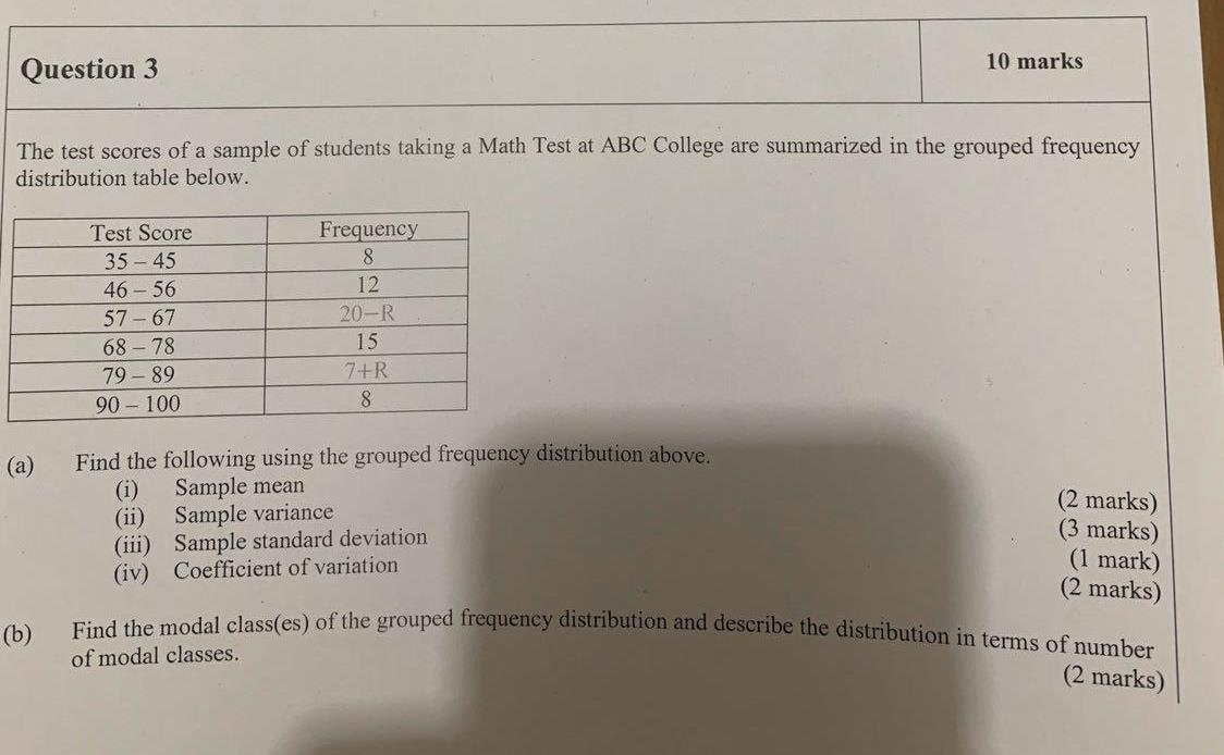 Solved Find the modal class(es) of the grouped frequency | Chegg.com