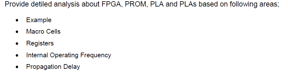 Solved Provide detiled analysis about FPGA, PROM, PLA and | Chegg.com