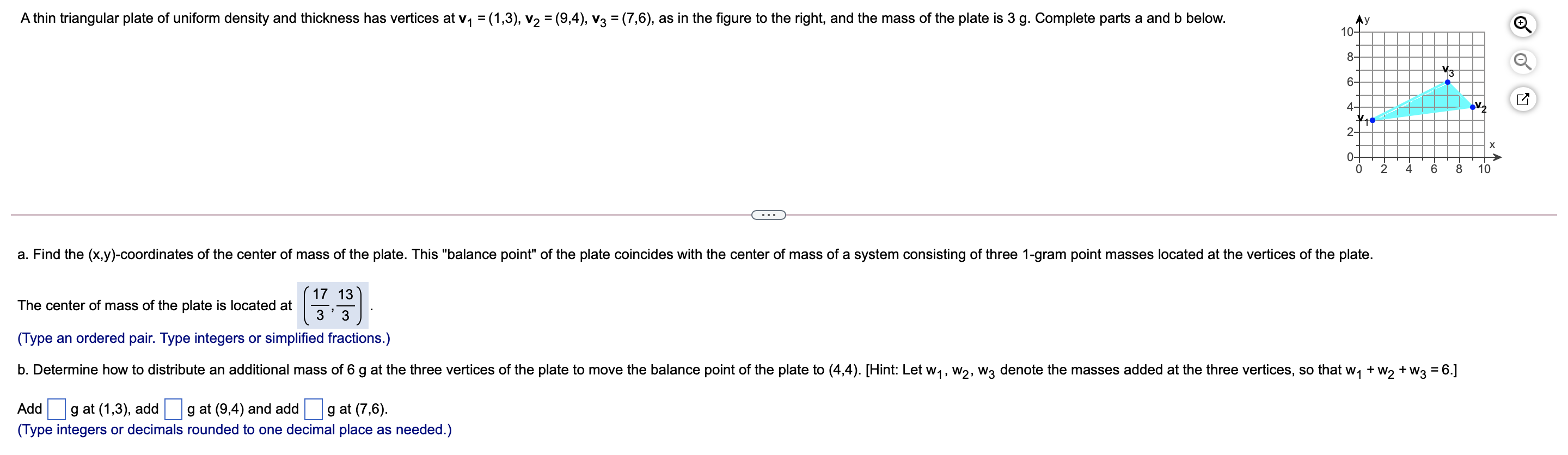 Solved A thin triangular plate of uniform density and | Chegg.com