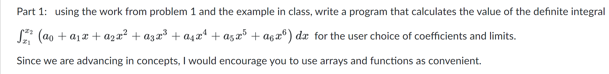 Solved Part 1: using the work from problem 1 and the example | Chegg.com
