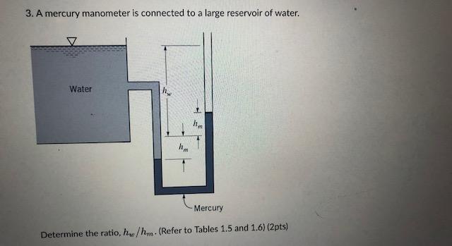 Solved 3. A mercury manometer is connected to a large | Chegg.com