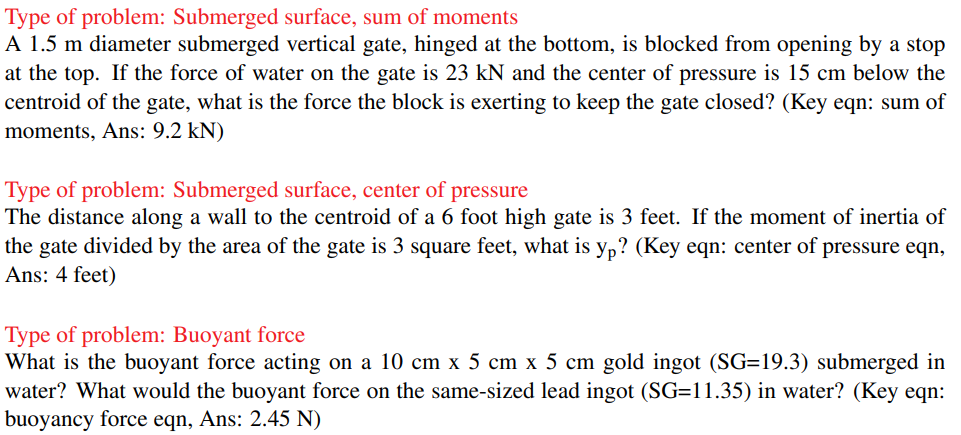 Solved Type of problem: Submerged surface, sum of moments A | Chegg.com