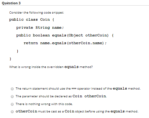 Solved Question 3 Consider the following code snippet public | Chegg.com