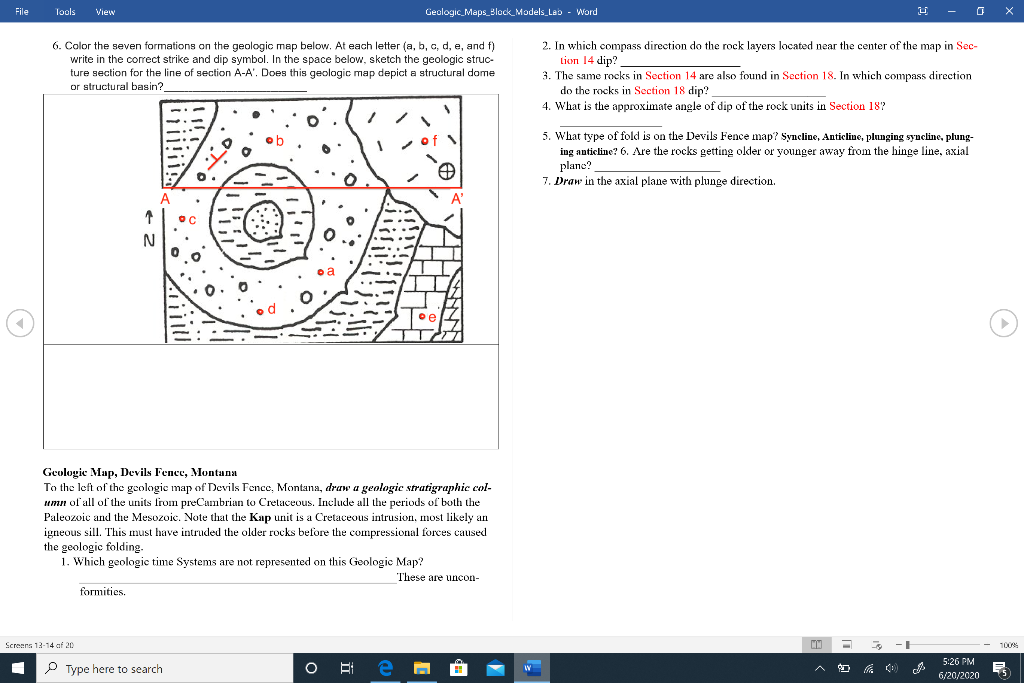 Solved File Tools View Geologic_Maps_Block_Models_Lab - Word | Chegg.com