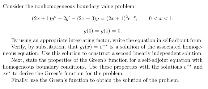Consider the nonhomogeneous boundary value problem | Chegg.com
