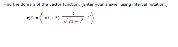 Solved Find the domain of the vector function. (Enter your | Chegg.com