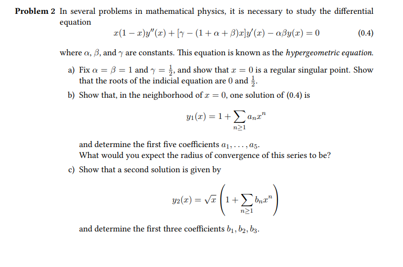Problem 2 In several problems in mathematical | Chegg.com