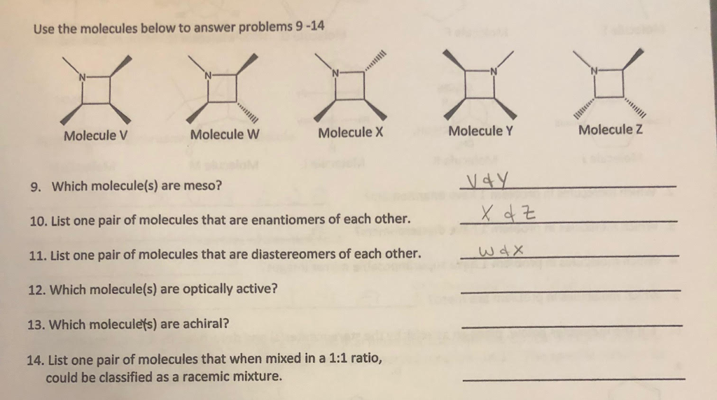 Solved Use the molecules below to answer problems 9-14 | Chegg.com