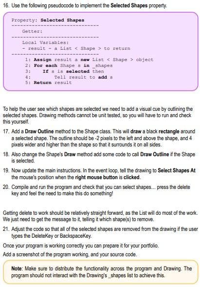 Solved Instructions This Task Continues The Shape Drawer