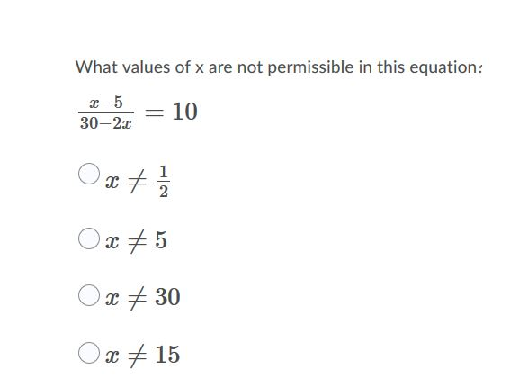 Solved What values of x are not permissible in this | Chegg.com