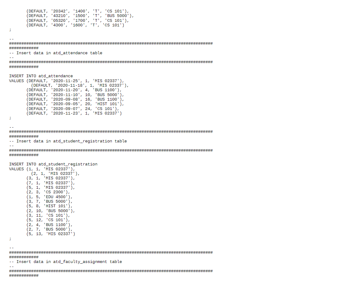 Solved You need Student Attendance System tables created and | Chegg.com