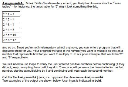 Solved Assignment4A: Times Tables! In elementary school, you | Chegg.com