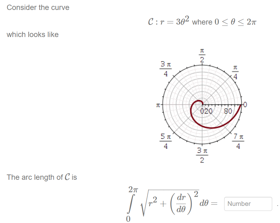 Solved Consider the curve C:r=3θ2 where 0≤θ≤2π which looks | Chegg.com