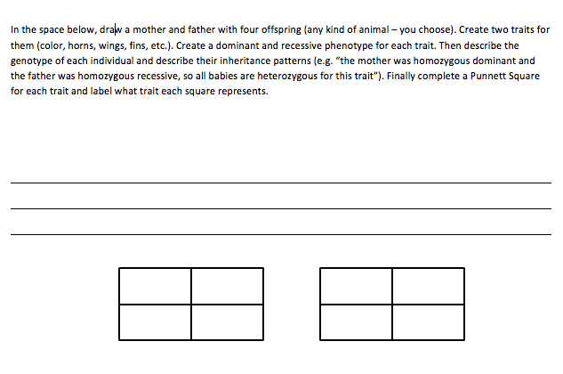 Solved In the space below, draw a mother and father with | Chegg.com