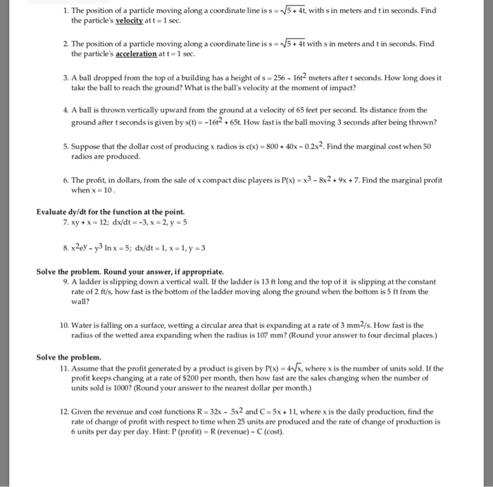Solved 1. The position of a particle moving along a | Chegg.com